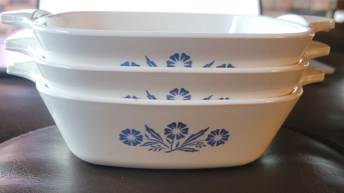 Vintage Lot of 3 Corning Ware Mini Casserole Petite Pan Blue Cornflower ...
