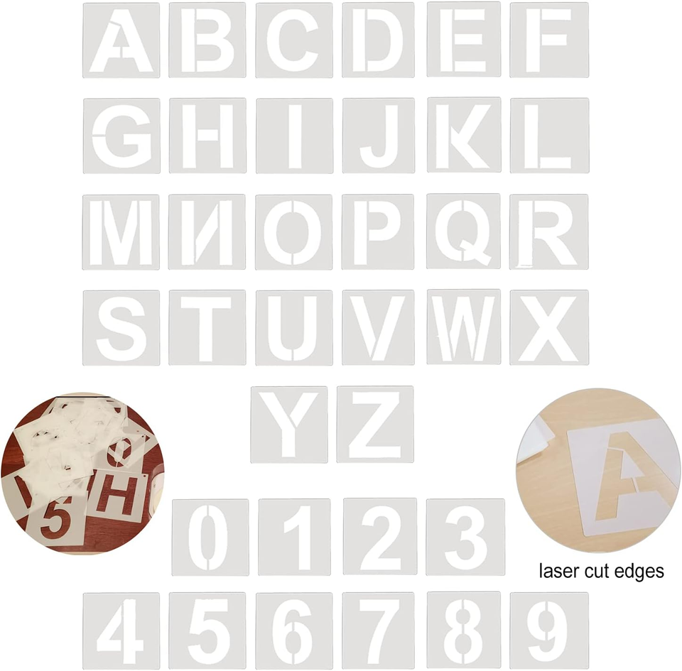 36PCS Plastic Alphabet Letter Stencils Number Templates Art Craft ...