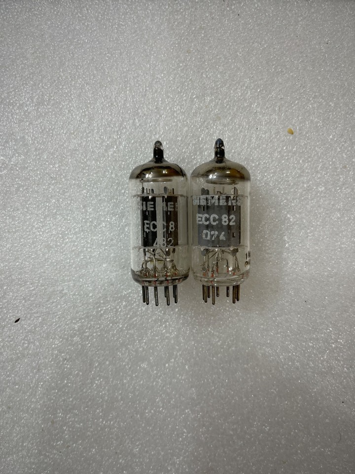 Siemens EI ECC82 12AU7 Long Plate O Getter NOS Tested Excellent Matched ...