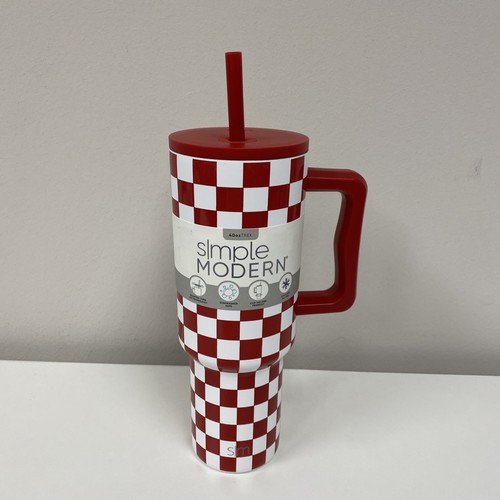 Simple Modern 40oz Trek Checkmate Straw Tumbler Red/White: Stainless ...