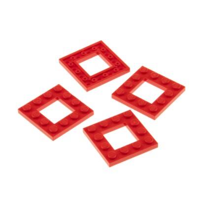 4x Lego Building Plate Modified 4x4 Red Frame with 2x2 Cutout 4580871 ...