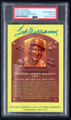 Ted Williams Signed Autograph HOF Plaque Postcard Red Sox d.2002 PSA | eBay