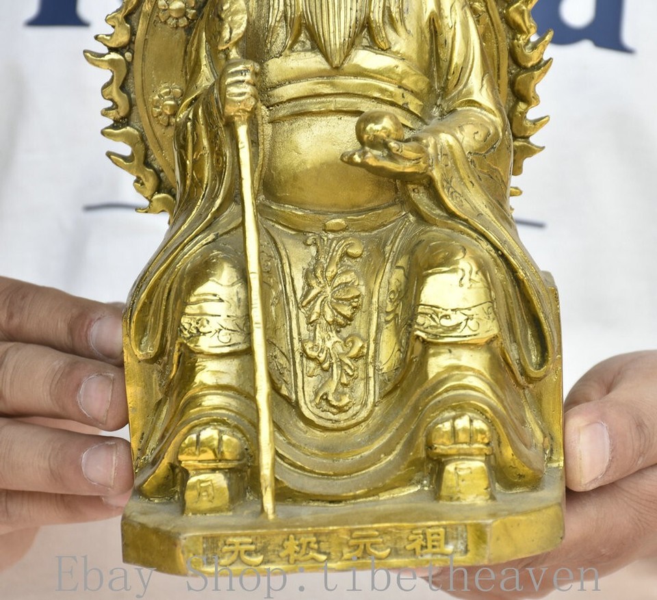 9.4" Chinese Copper Feng Shui Infinite Pole first ancestor Lucky ...