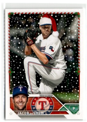 2023 Topps Holiday Jacob DeGrom SP parallel Santa Hat 514 Texas Rangers ...