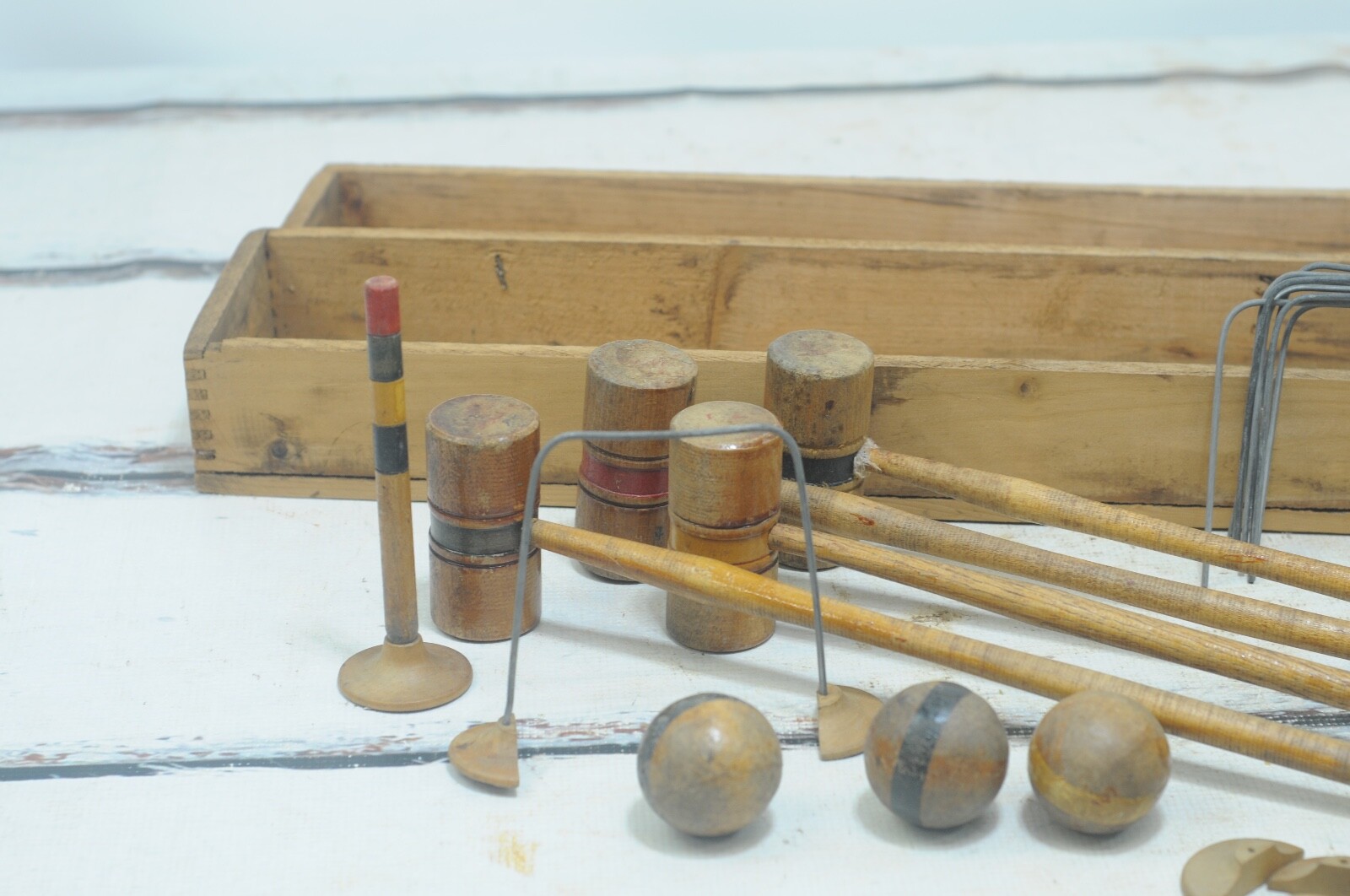 Antq Wood Croquet Set With Original Wood Box Table Croquet Set Possibly ...