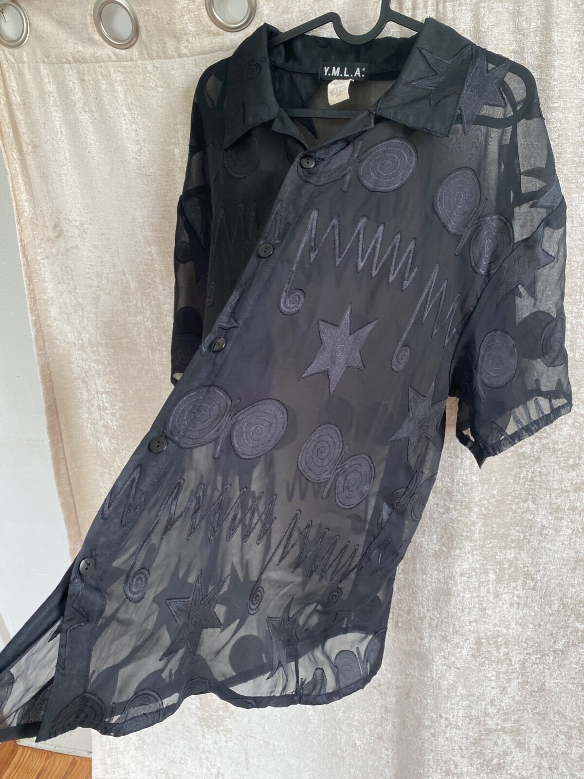 Vintage YMLA 90s Y2K Sheer Dance Button Front Shirt M… - Gem