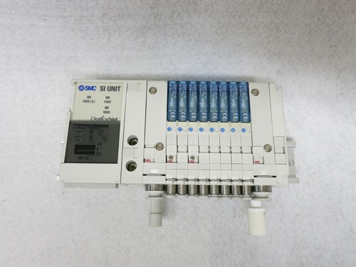 SMC EX180-SDN2 SI Unit DeviceNet w/ 8 SMC SJ2160-5CU-C4 Solenoid Valves ...