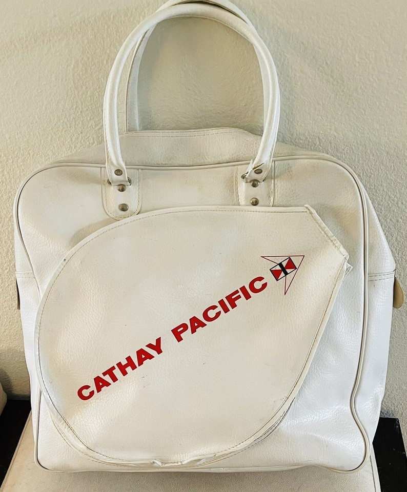 Cathay Pacific Airlines White Tennis Bag with Handles - 1990's Logo | eBay