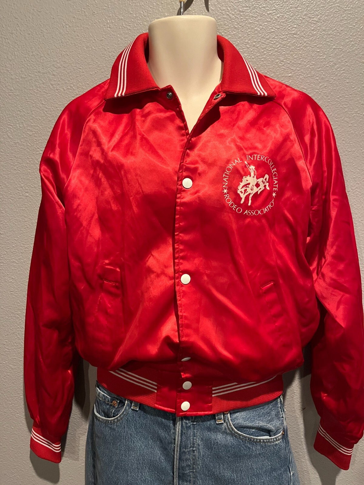 Men's MVP Red Satin *MILLER LITE / RODEO* Bomber Base… - Gem