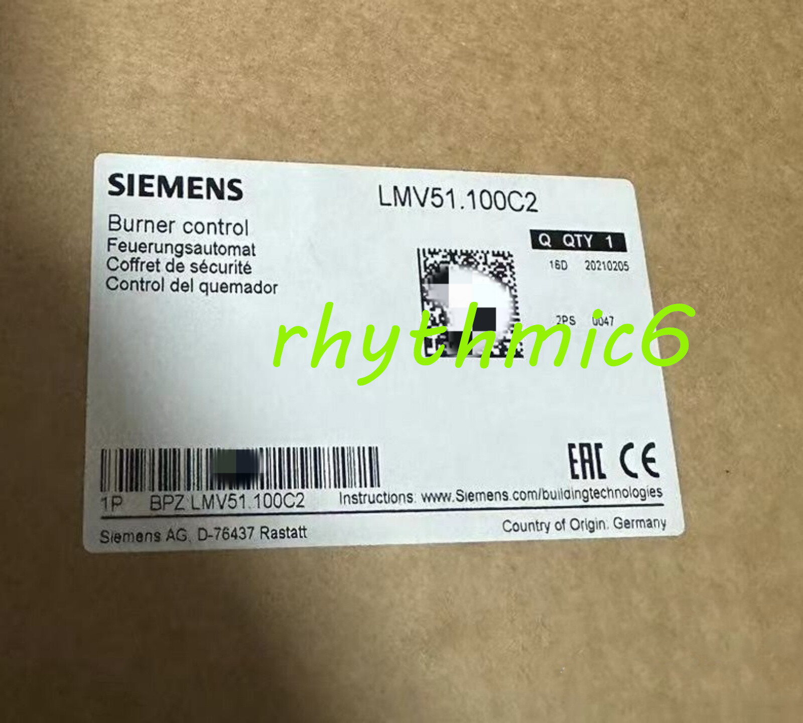 Brand New Siemens LMV51.100C2 combustion controller Fast FedEx or DHL ...