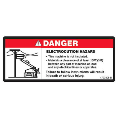 JLG 1703805 DECAL, DANGER ELECTROCUTION | eBay