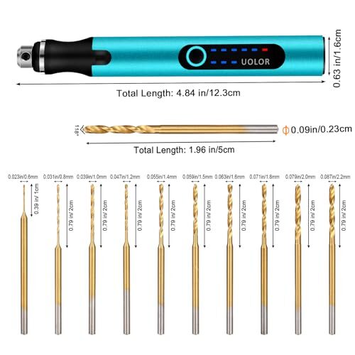 3-Speed Cordless Mini Drill Pen with 8 Small Drill Bits,Rechargeable ...
