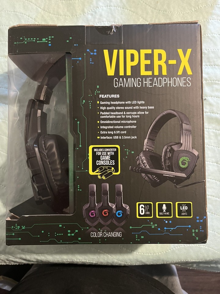 Soundlogic XT Viper-X Gaming Color Changing Headphones Headset LED ...