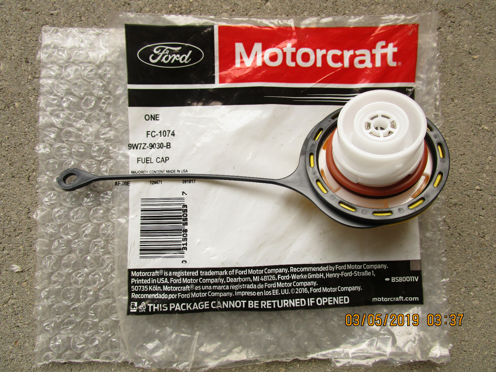 FORD 9W7Z9030B MOTORCRAFT FC-1074 FLEX FUEL GAS TANK FILLER CAP WITH ...