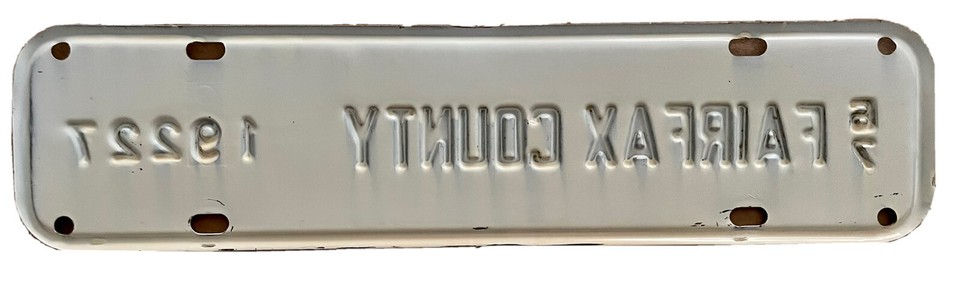 1967 FAIRFAX COUNTY, VA VIRGINIA LICENSE PLATE TOPPER CITY TAX STEEL ...