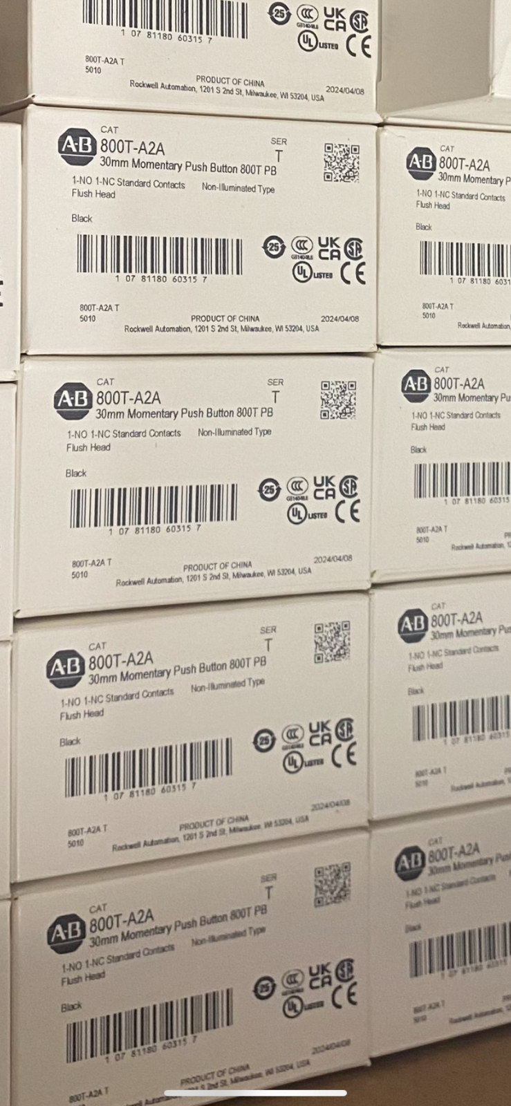 New Allen-Bradley 800T-A2A Push Button. Type 4/13, Non-illum. Black | eBay