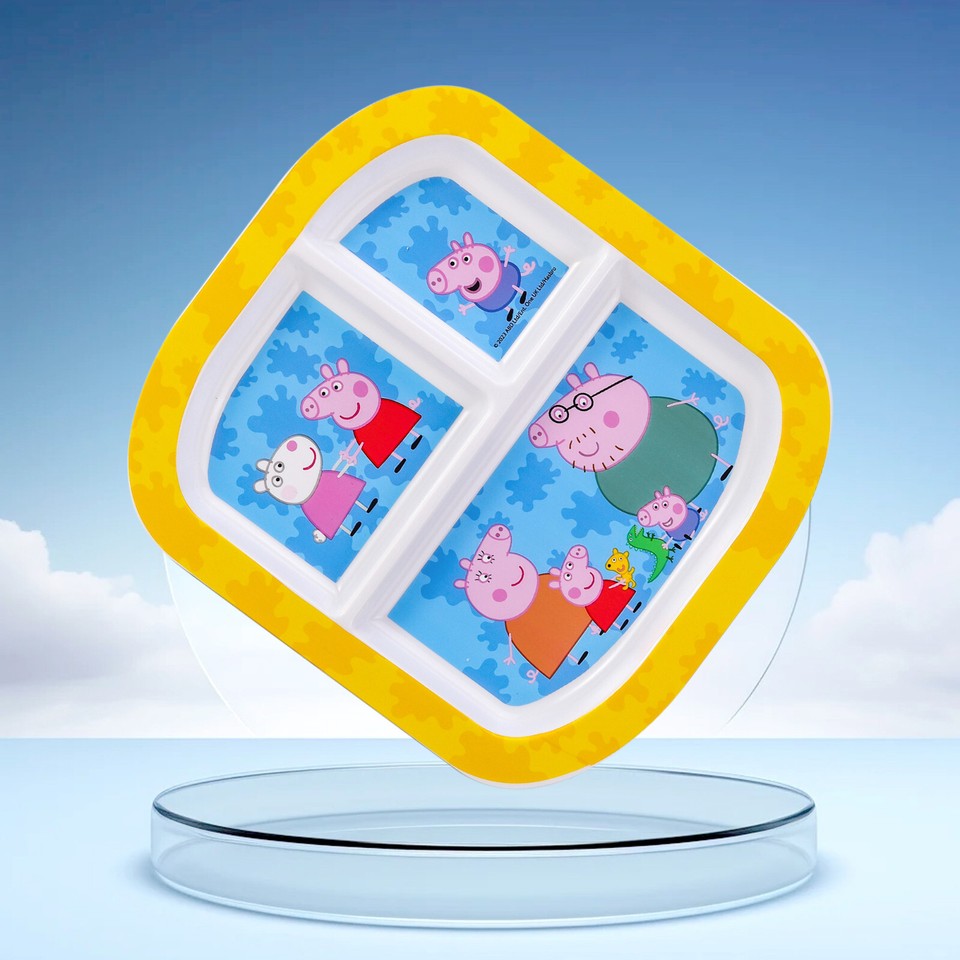 Peppa Pig 3 Section Childrens Kids Toddlers Divided Breakfast Lunch ...