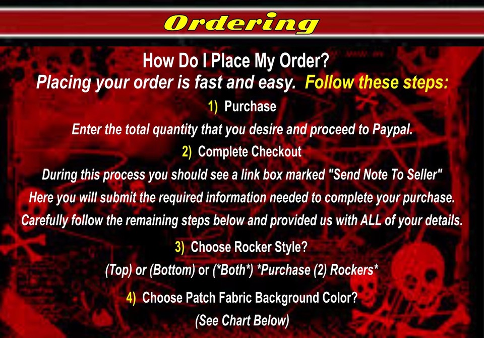 CUSTOM EMBROIDERED MC ROCKER PATCH 13" TOP OR BOTTOM MOTORCYCLE JACKET ...