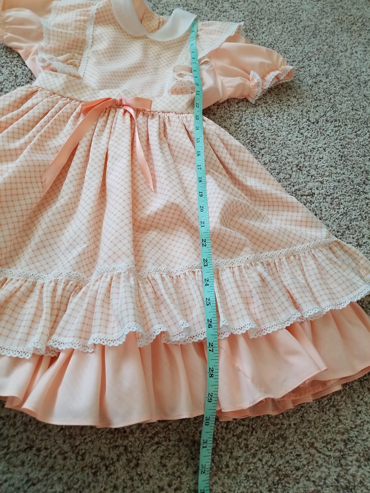 Vintage LILO 80s Party Dress Ruffles Apricot Orange … - Gem