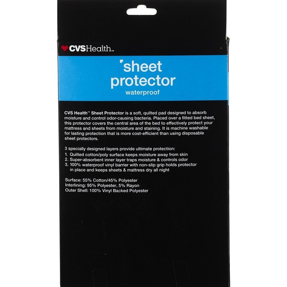 CVS Health Waterproof Reusable Sheet Protector 30”x34” New In Package ...