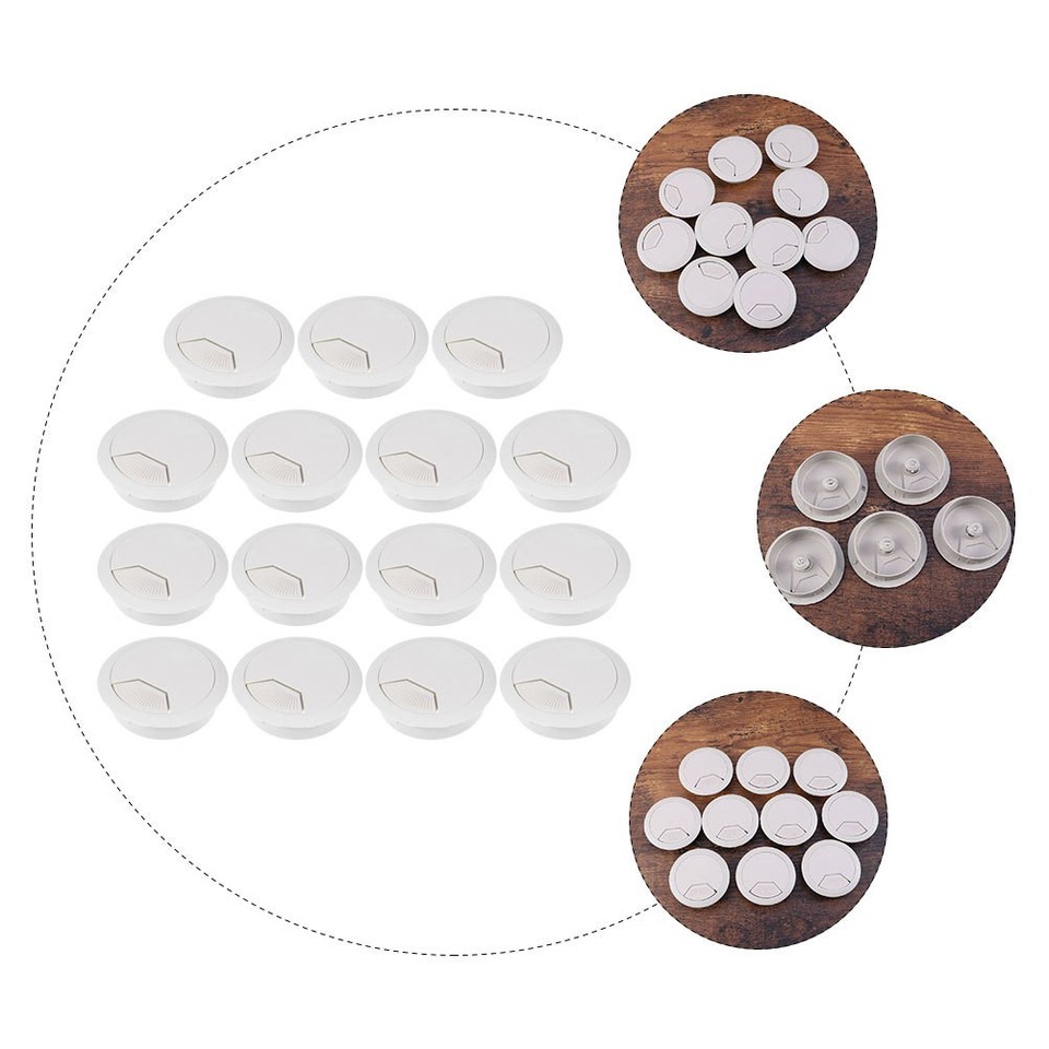 15 Pcs Office Desktop Cable Hole Covers Plastic Tube Hole Plugs Desk ...