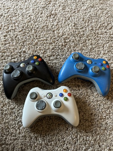 Microsoft Xbox 360 Wireless Controllers Set of 3 Black Blue White | eBay