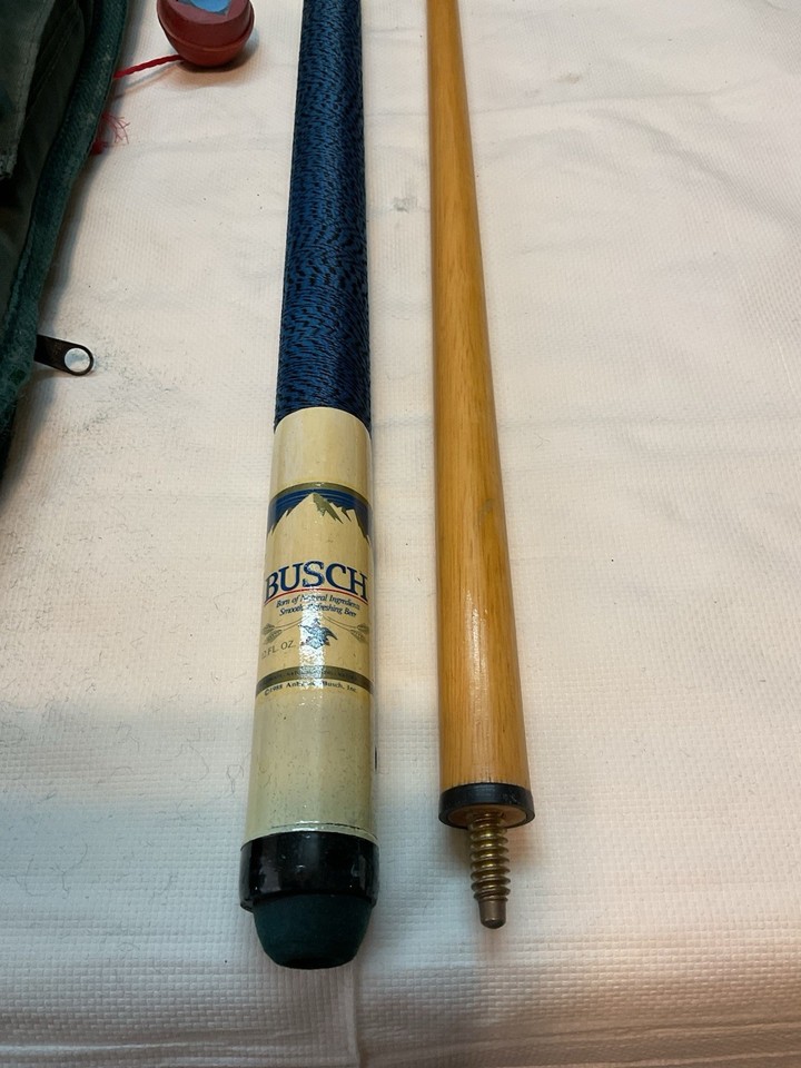 Vintage Bush Beer Pool Cue Stick 2 Piece Rare Nice Condition with case ...