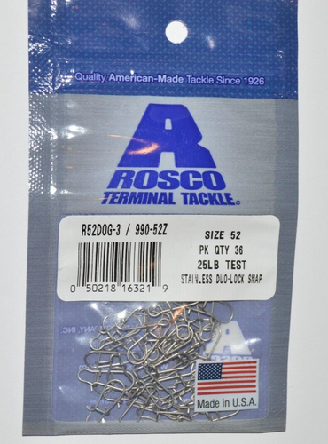 rosco terminal tackle stainless duo-lock snap size 52 25 lb 36 per pack ...