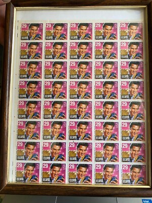Elvis Presley Stamps 1992 Sheet Of 40 Stamps, Sealed in glass since ...