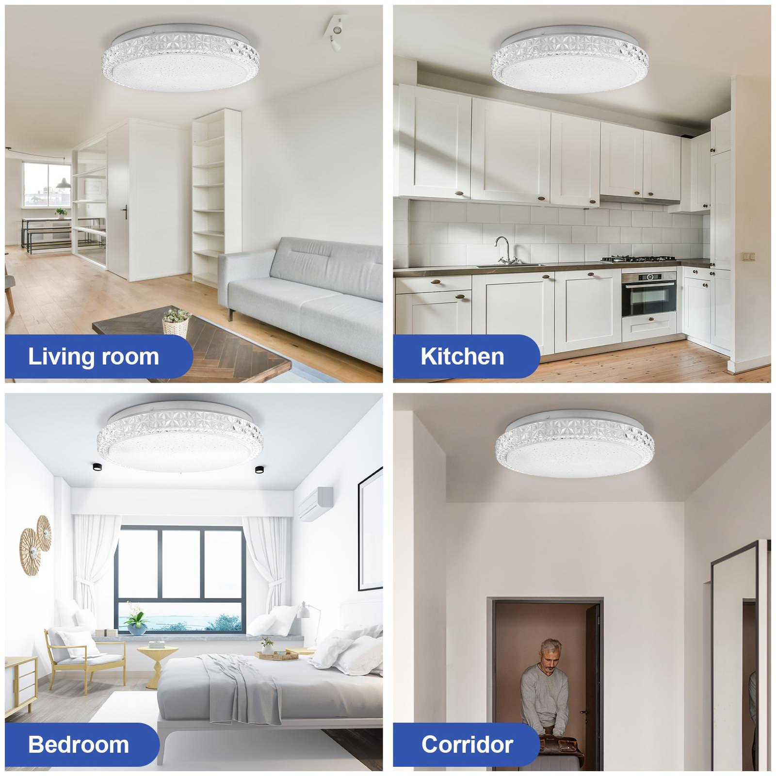 Modern LED Ceiling Light Round Panel Down Lights Living Room Bedroom ...