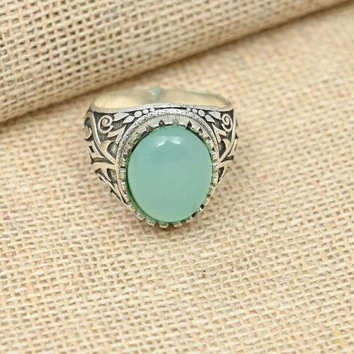 Chalcedony Gemstone Men's Ring 925 Sterling Silver Handmade Men's Ring ...