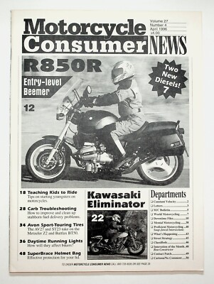 1996 April Motorcycle Consumer News Magazine BMW R850R Kawasaki ...