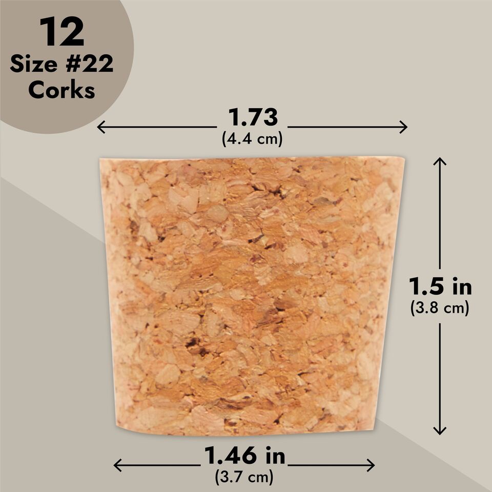 12 Pack Size #22 Tapered Cork Plugs 1.7", Suitable for Most Wine and ...