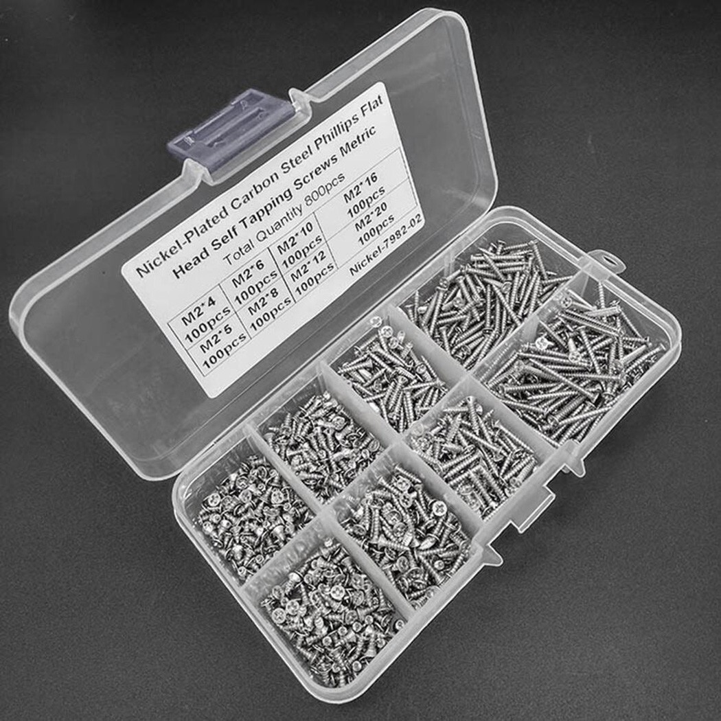 Durable Self Tapping Screw Set 800Pcs Nickelplated iron Steel with Lock ...