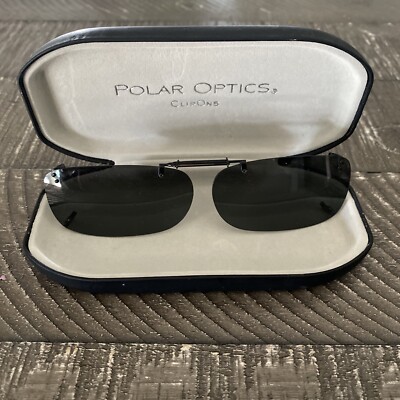 Polar Optics Premium Clip On Expandable Sunglasses Leather Clam Shell ...