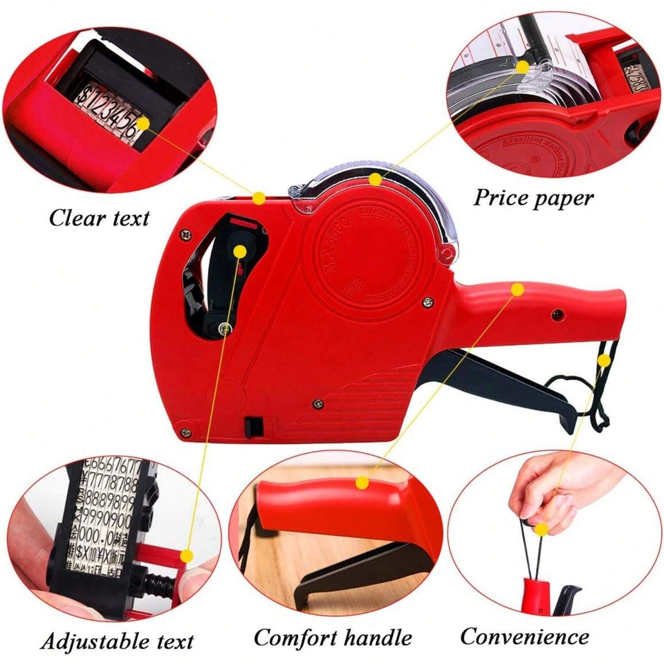 Labeling Machine 8 Digit Price Tag Gun with 5000 Sticker Labels & 1 Ink ...