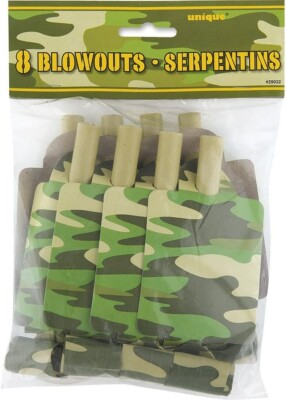 Camouflage Military Camo Party Blowouts Pack Party Camo Blowers x 8 ...