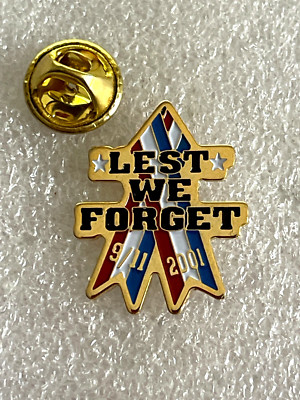Lest We Forget 9/11 Red White Blue Remembrance Ribbon Lapel Pin (19) | eBay