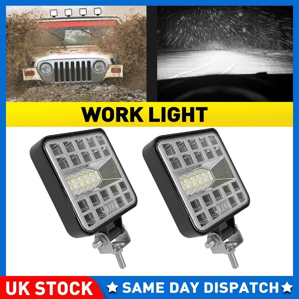 2X Flush Mount Super White LED Work Light 3inch Round Driving Spot Off ...