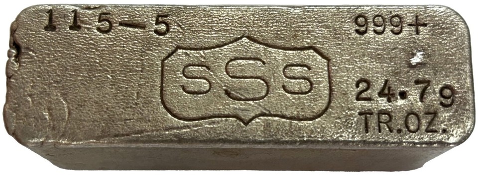 VINTAGE SILVEX SILVER SYSTEMS 24.79 TROY OZ .999+ FINE HAND POURED BAR ...