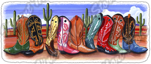 Cowboy Cowgirl Boots Desert Western Rodeo Car Bumper Vinyl Sticker ...