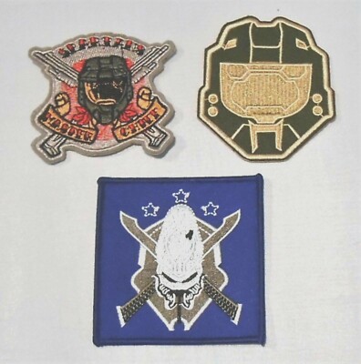 HALO DELUXE PATCH SET OF THREE(3)EMBROIDERED PATCHES SIZES 3 1/2" - 4 1 ...
