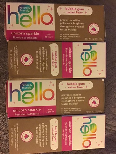 Hello Kids Unicorn Sparkle Toothpaste Bubble Gum Flavor 4.2 oz Lot Of 4 ...
