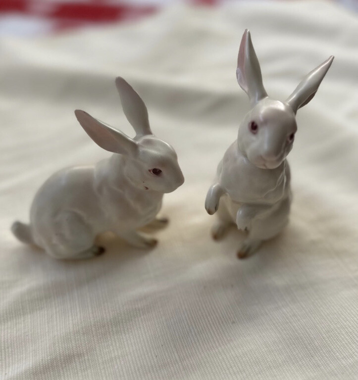 2 Vintage Lefton Porcelain White Rabbits 3 -4" Tall Model #H880 | eBay