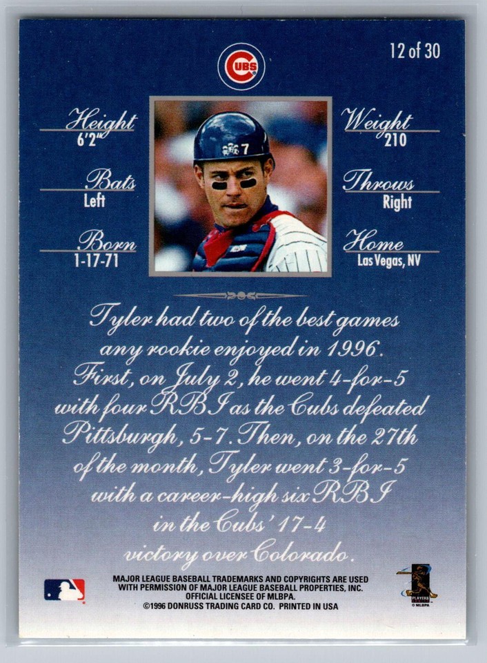 1997 Donruss #12 Tyler Houston Rookie Card RC Rated Rookies Cubs Braves ...