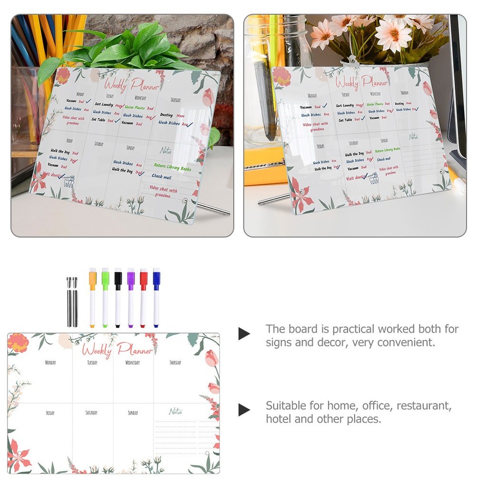Transparent Acrylic Writing Memo Board Flower Edge for Home Office ...