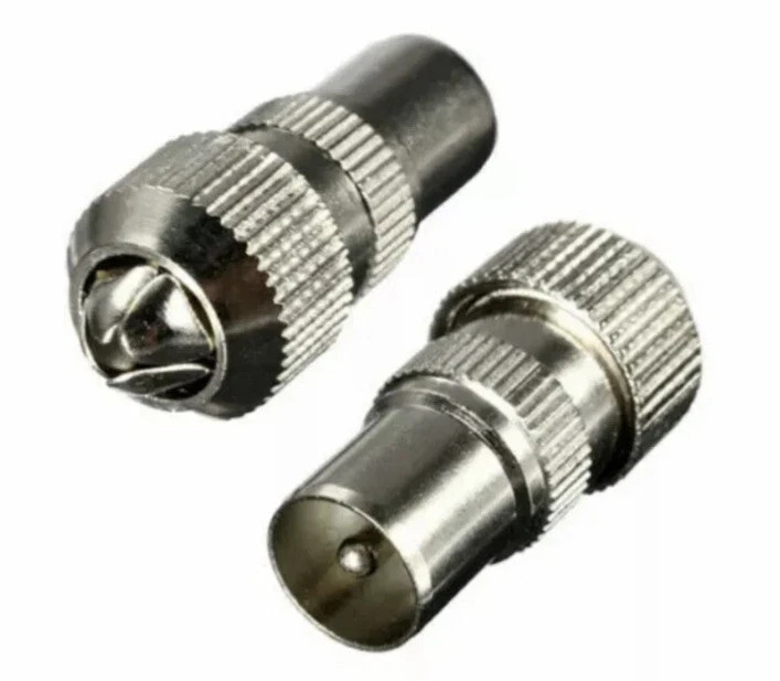 2 X CO-AXIAL TV PLUGS CONNECTORS SOCKET COAXIAL PLUG METAL CABLE | eBay UK