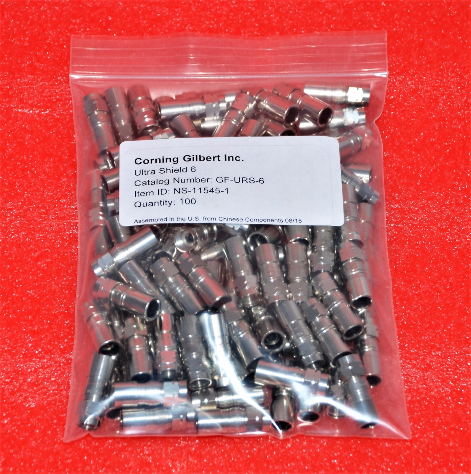 Pack Of 100 Corning Gilbert GF-URS-6 RG6 Coaxial Compression Connector ...