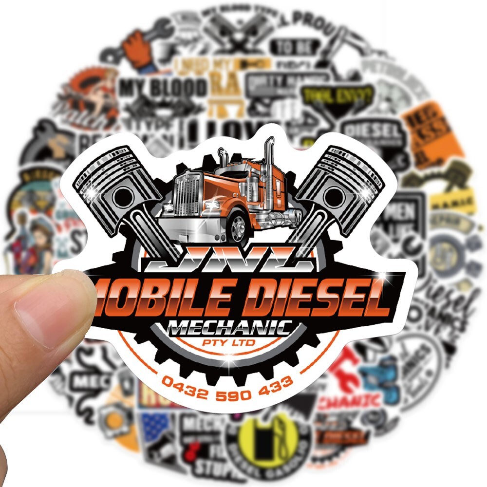 50pcs Diesel Mechanic Stickers Vinyl Waterproof Skateboard Cars | eBay ...