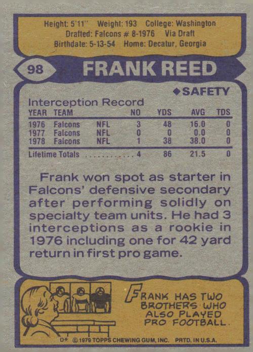 1979 Topps #98 Frank Reed RC | eBay